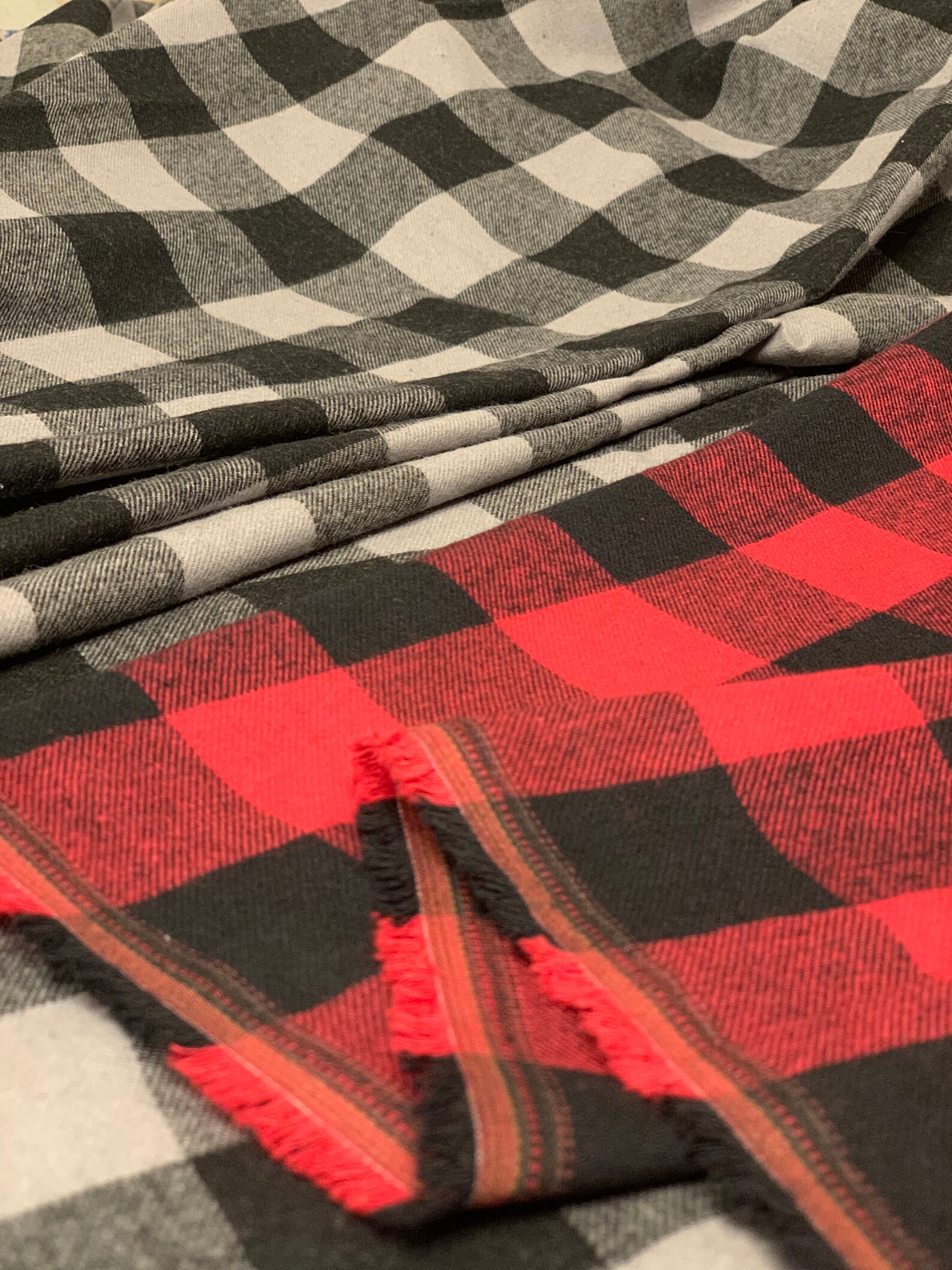 LARGE Plaid Flannel 100% Cotton Fabric/natural & Organic | Etsy