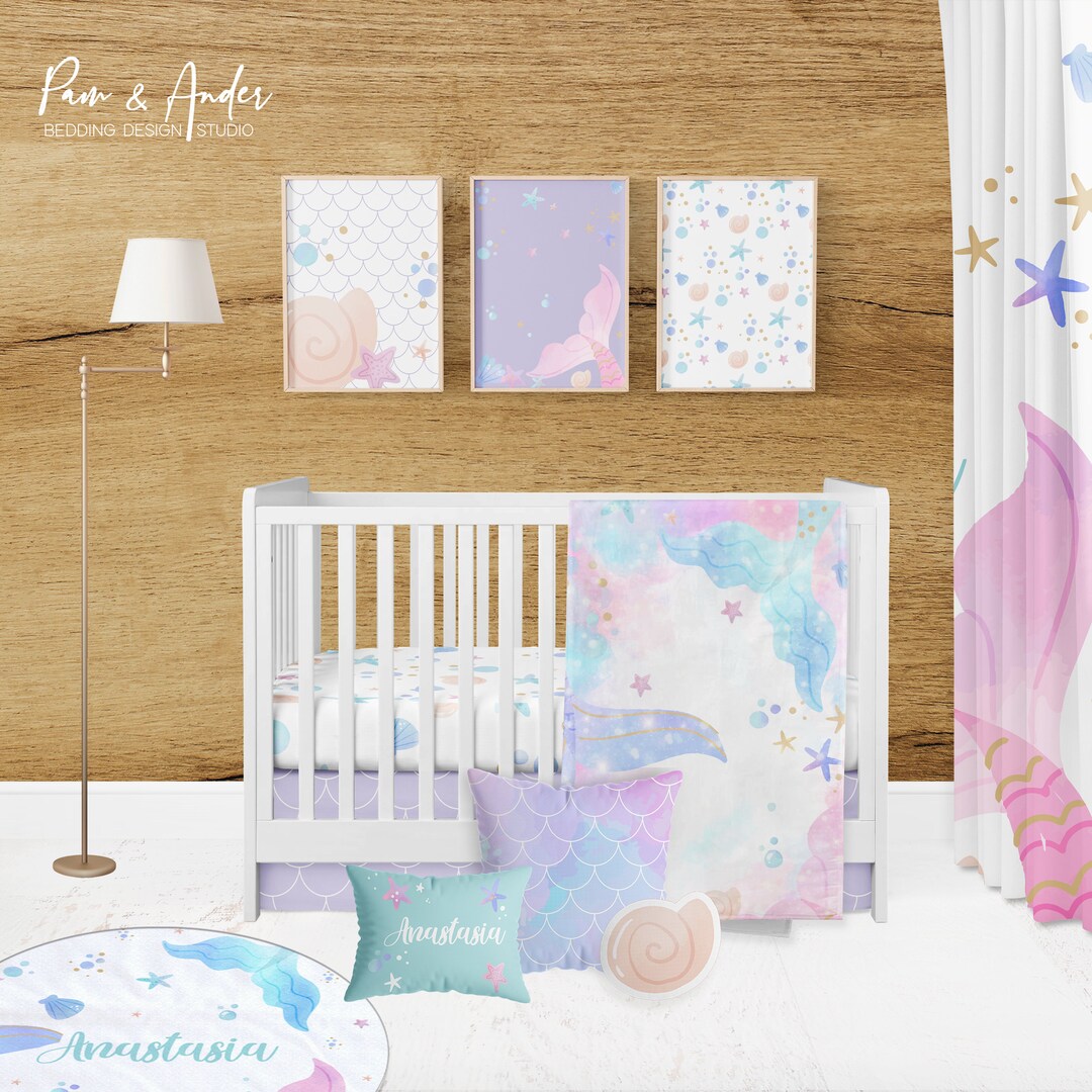 Mermaid Crib Bedding, Baby Girl Mermaid Nursery, Mermaid Nursery ...