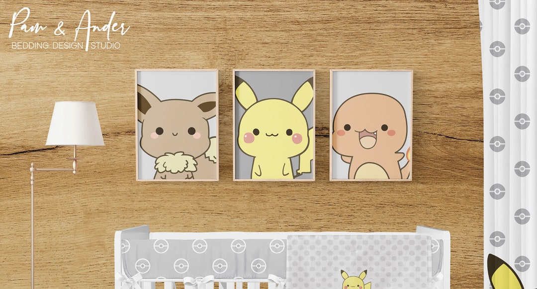 Poke Animals Wall Art Set, Baby Boy Digital Art, Poke Animals Nursery ...