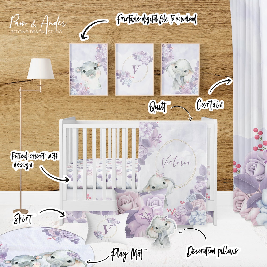 ELEPHANT BABY BEDDING Set Personalized Crib Bedding Set - Etsy