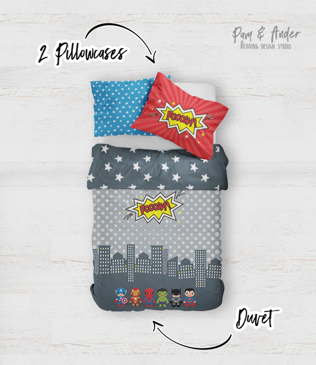 SUPERHERO BEDDING Customized Bed Set, Superhero Bedding, Boy Bedding ...