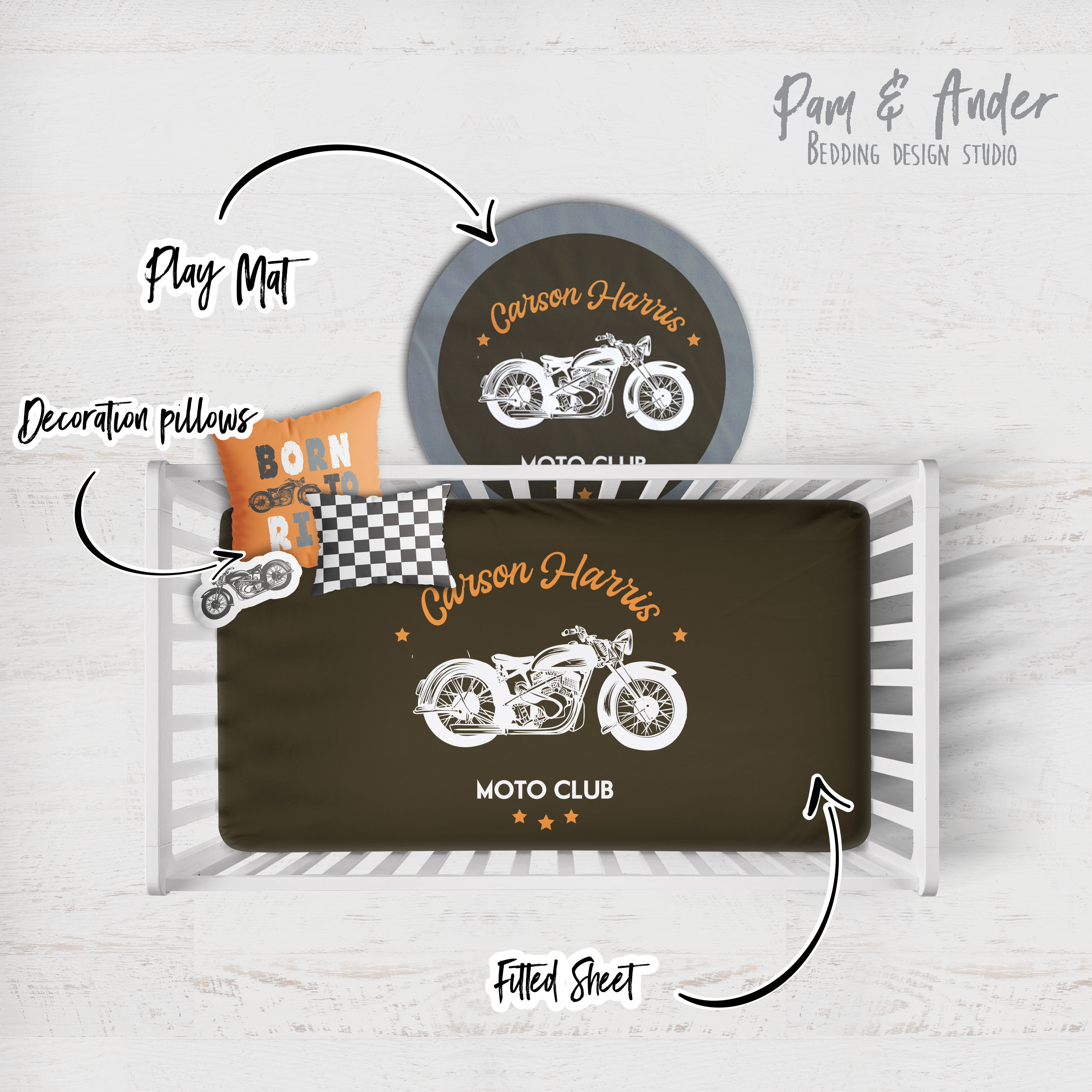 MOTORCYCLE CRIB BEDDING Boy Nursery Boy Baby Bedding - Etsy
