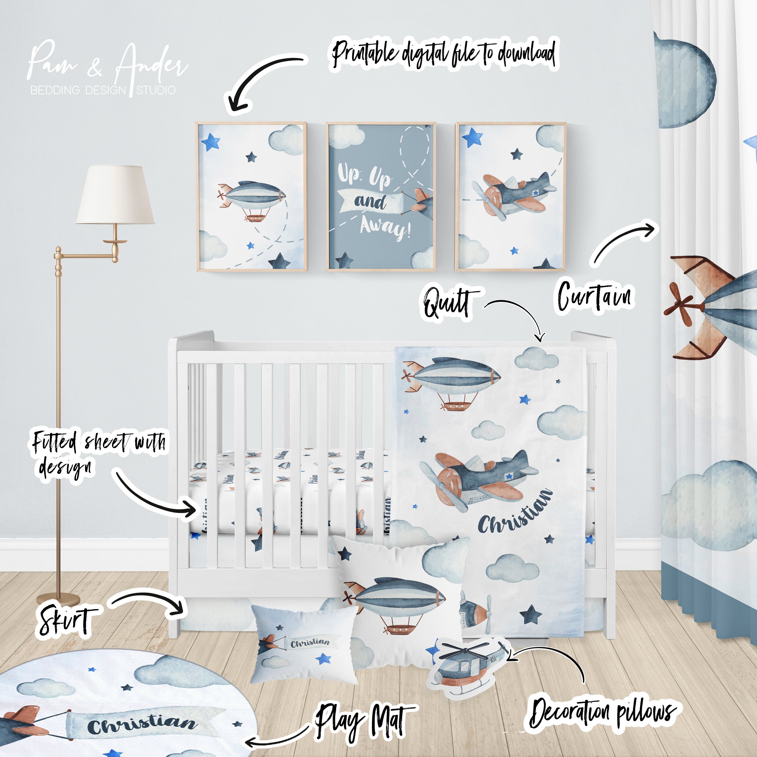 AIRPLANE CRIB Bedding Set Baby Boy Crib Bedding Airplane - Etsy
