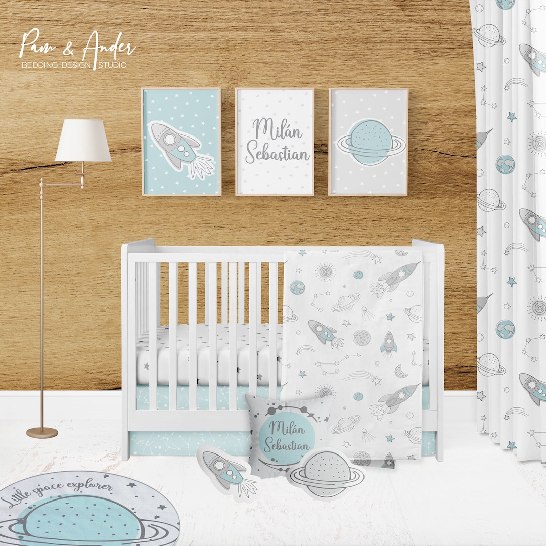 OUTER SPACE BABY Bedding, Baby Boy Nursery Set, Personalized Crib Sheet ...