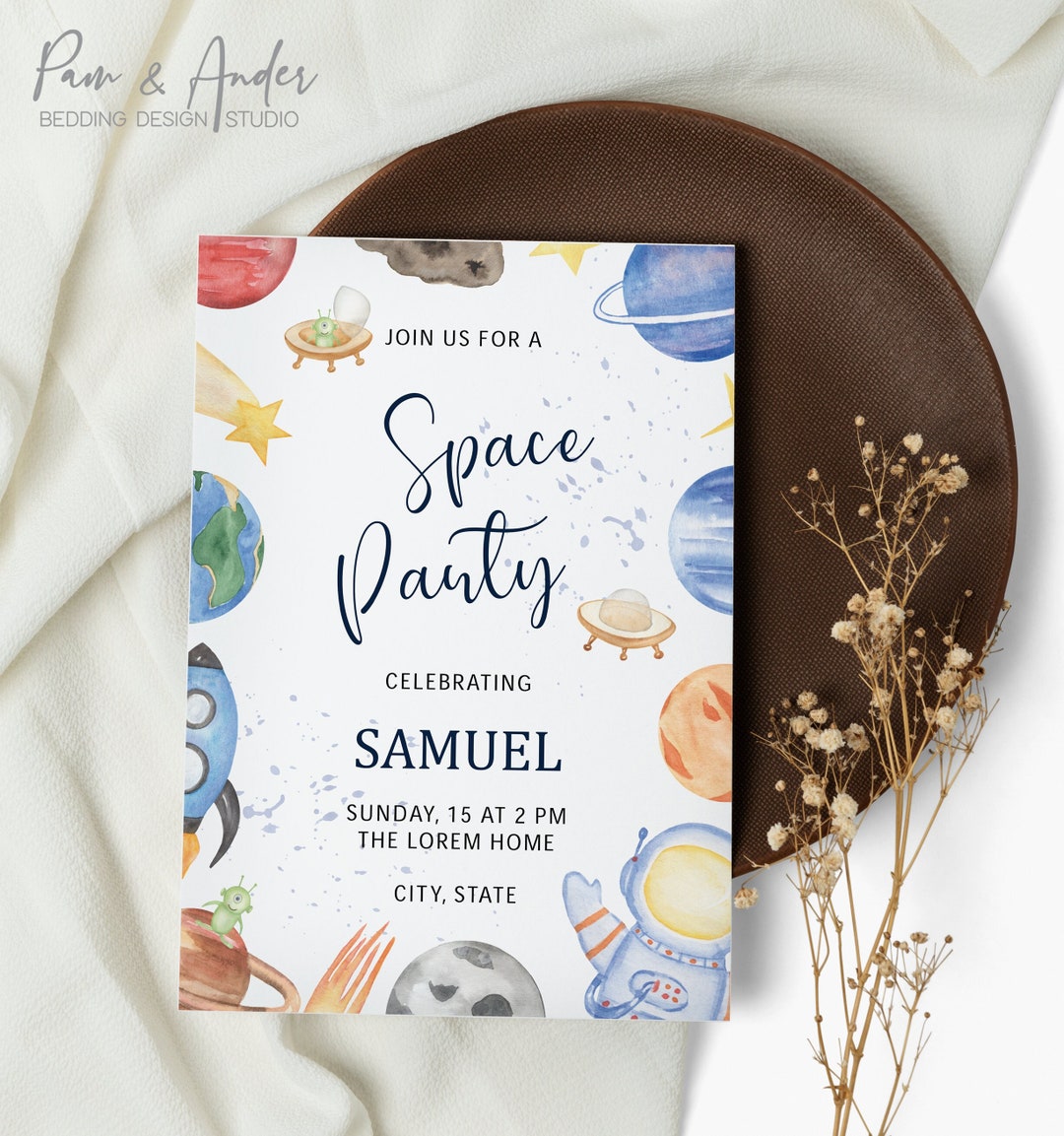 Space Birthday Invitation, Custom Made Invitation, Birthday Invitation ...