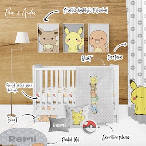 Poke Animals Crib Bedding Set, Baby Boy Crib Bedding, Poke Animals ...