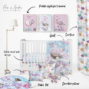 MERMAID FULLY Customized Crib Bedding Set, FREE Customized Design ...