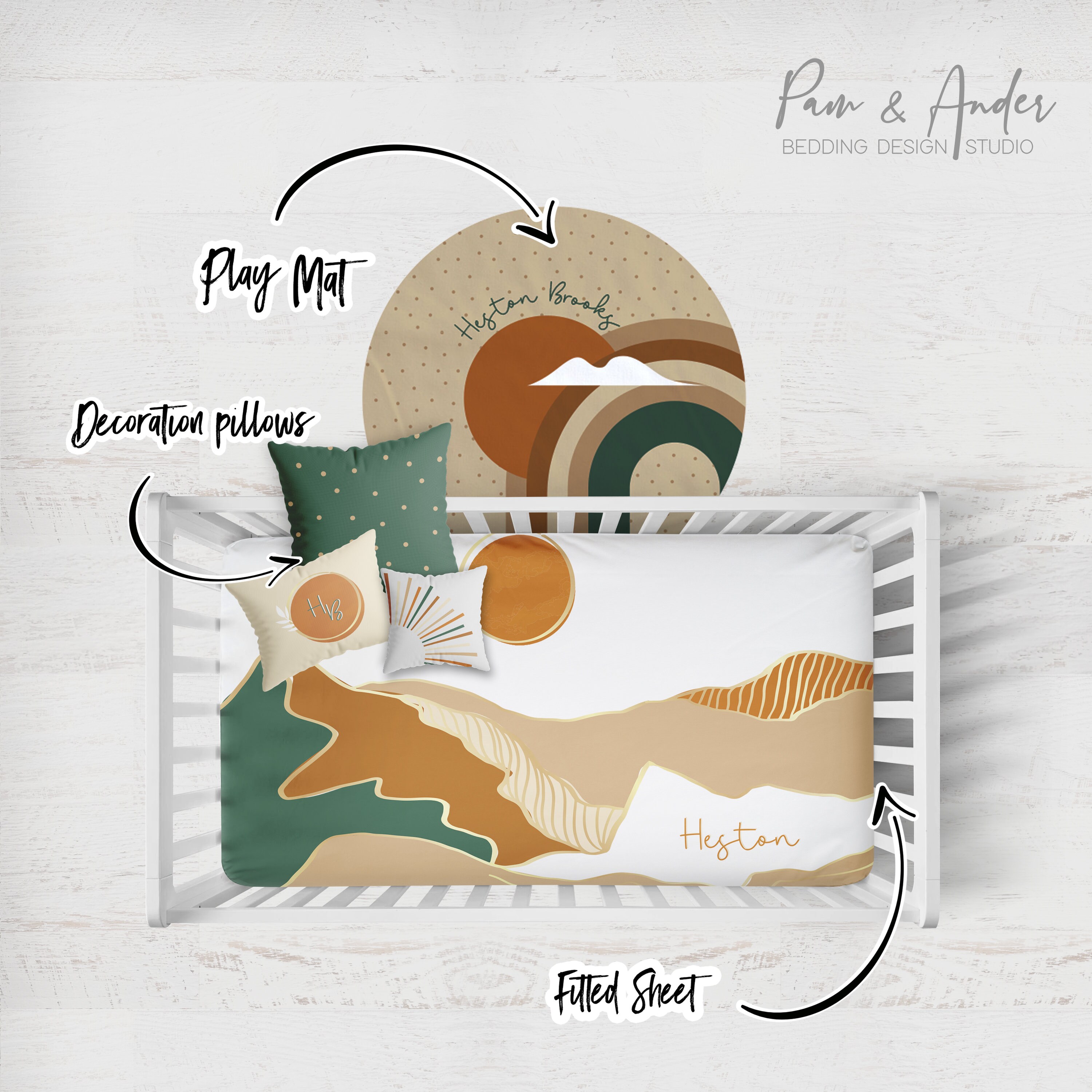 BOHO NURSERY Boho Crib Bedding Set Sun Mountain Baby - Etsy