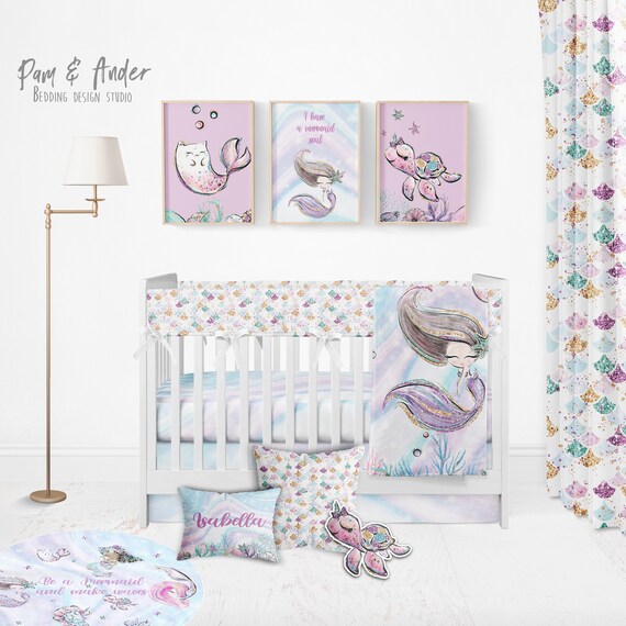 MERMAID FULLY Customized Crib Bedding Set FREE Customized - Etsy