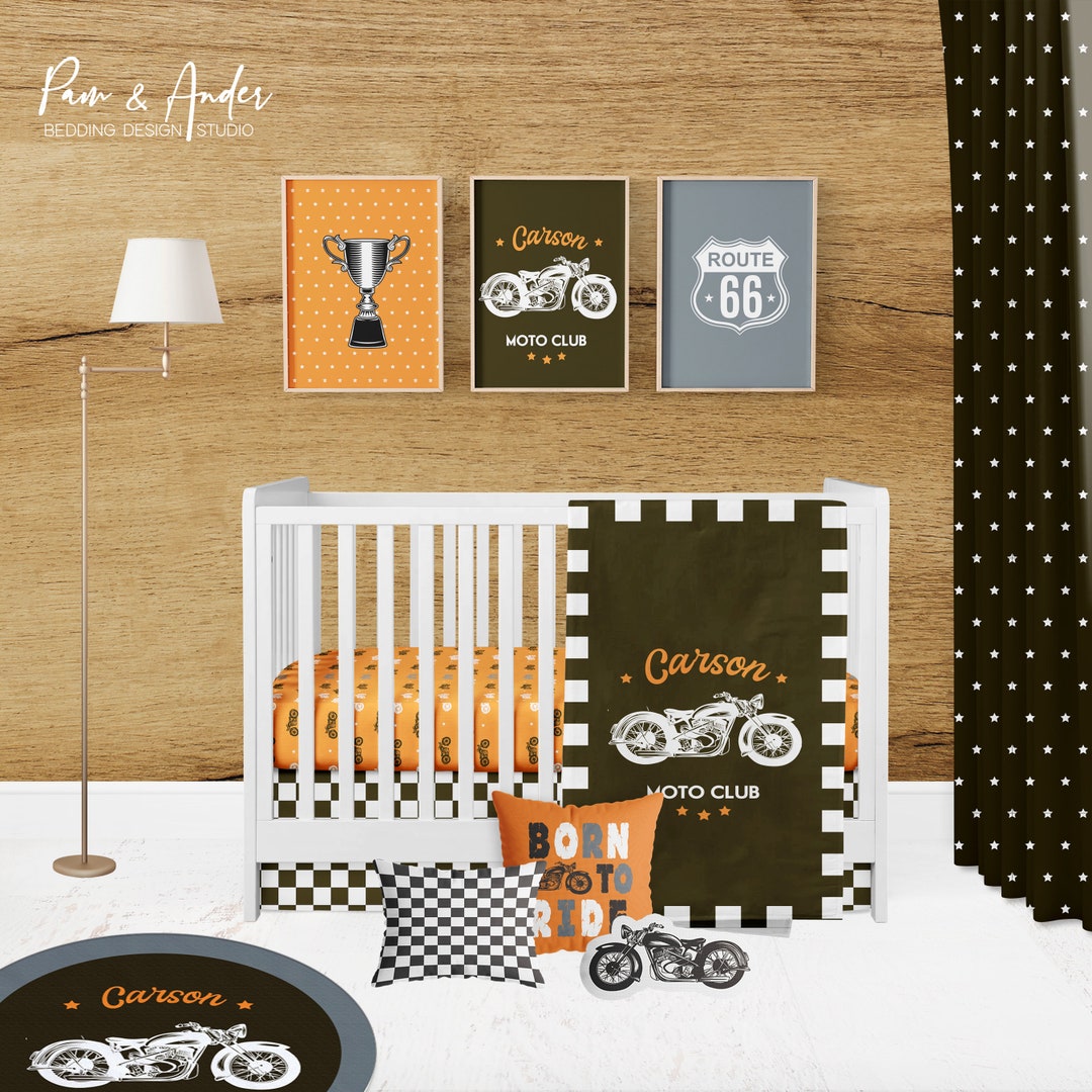 MOTORCYCLE CRIB BEDDING, Boy Nursery, Boy Baby Bedding, Motorcycle ...