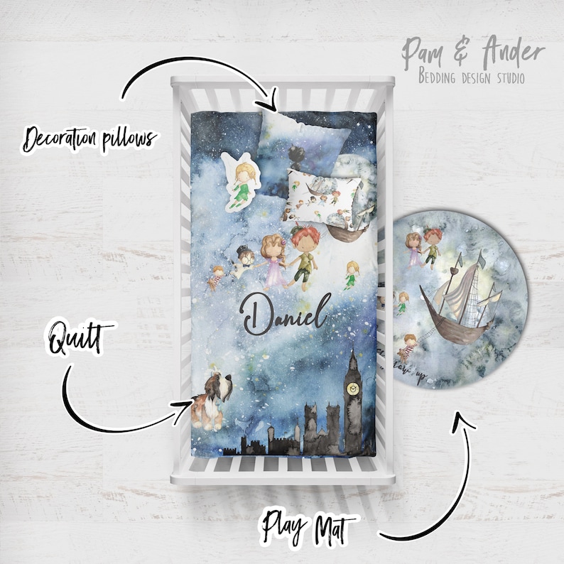 PETER PAN NURSERY Peter Pan Bedding Set Nursery Bedding - Etsy