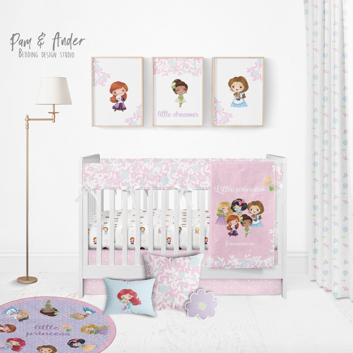 PRINCESS Customized Crib Set Princess Bedding Nursery Set - Etsy