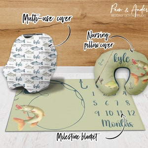 Baby Boy Fishing Crib Bedding Set, Personalized Baby Boy Blanket, Fish ...