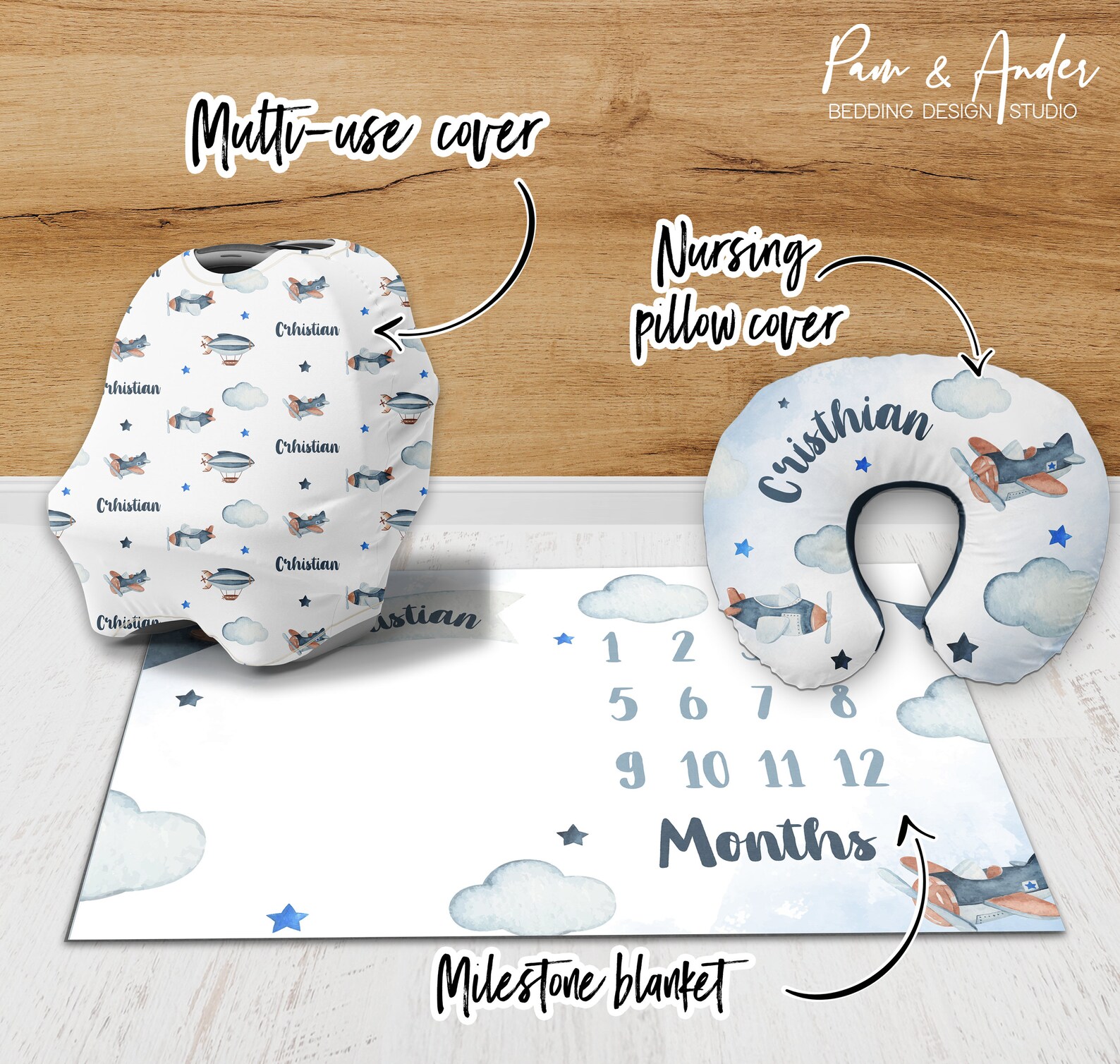 AIRPLANE CRIB Bedding Set, Baby Boy Crib Bedding, Airplane Nursery ...