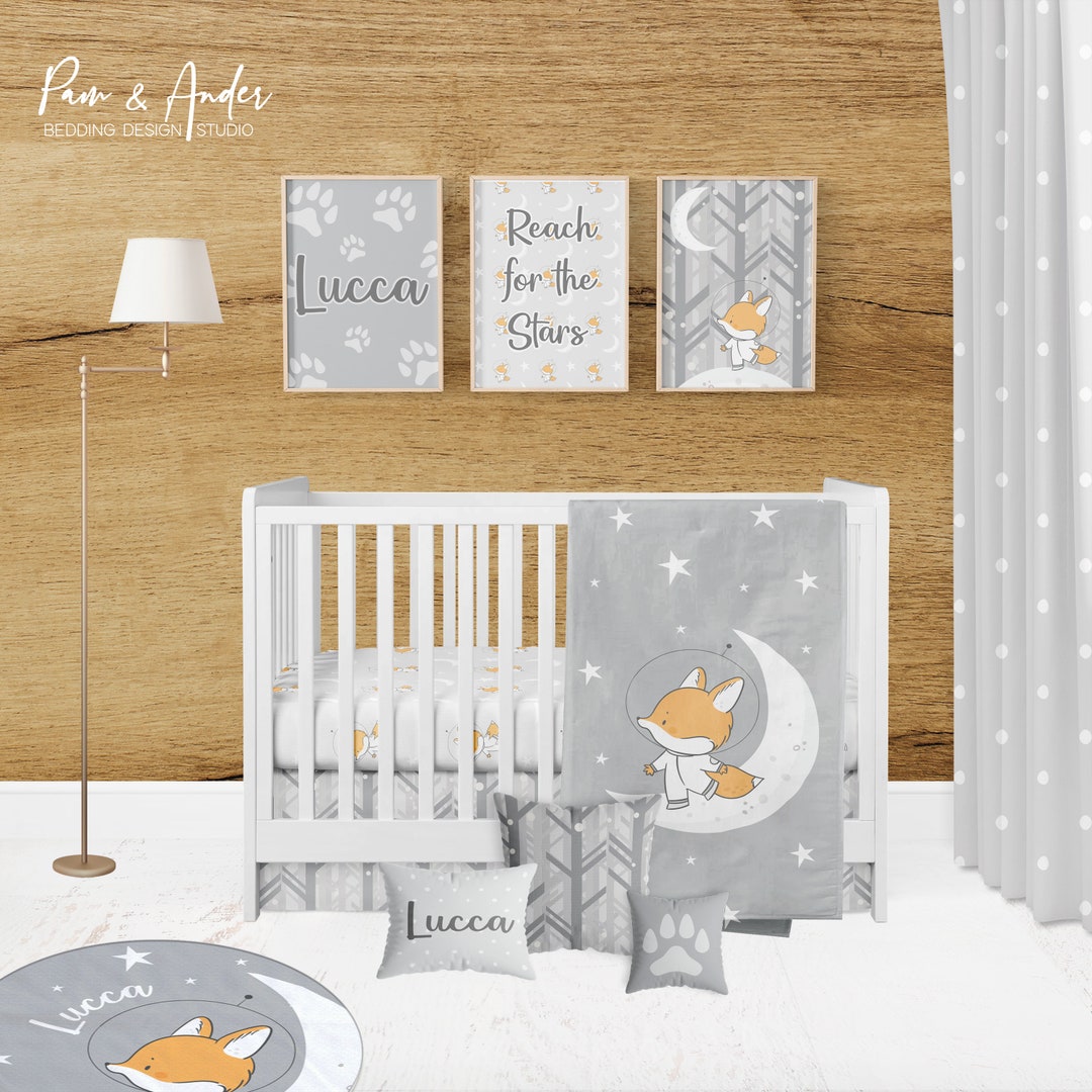 FOX BABY BEDDING, Fox Nursery, Custom Crib Bedding, Baby Bedding, Moon ...