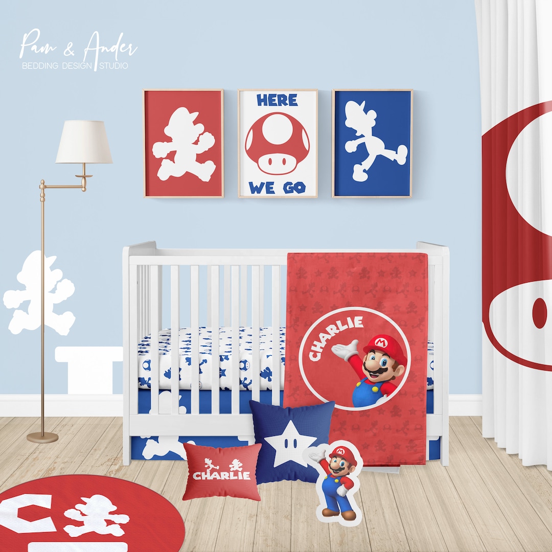 Mario Crib Bedding Set, Boy Crib Bedding Set, Videogame Nursery Bedding ...