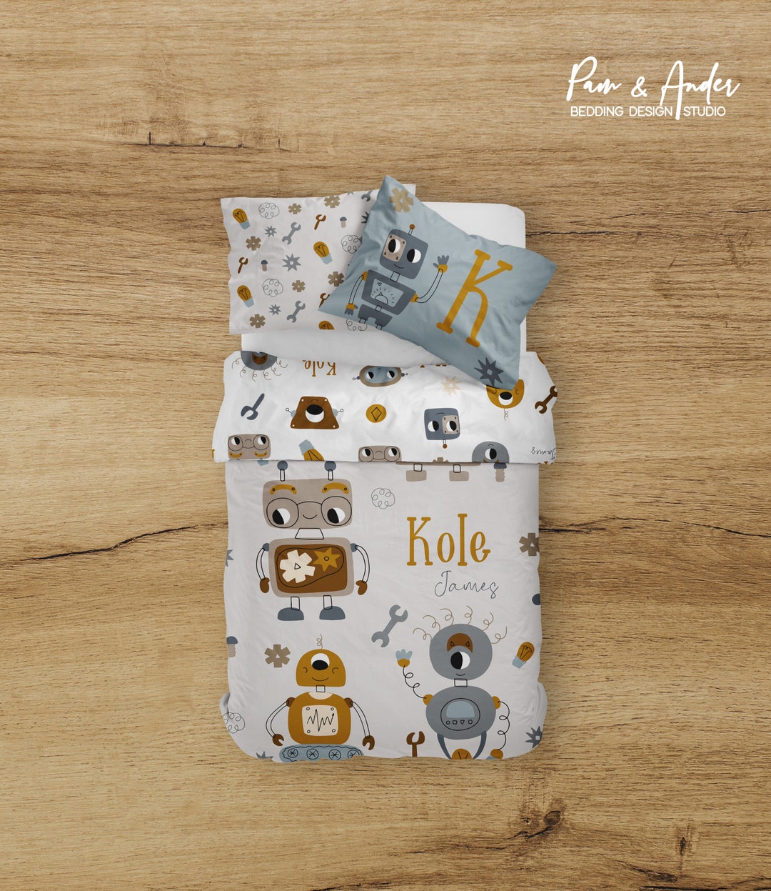 ROBOT BEDDING Customized Bed Set, Robots Bedding, Boy Bedding Set, Boy ...