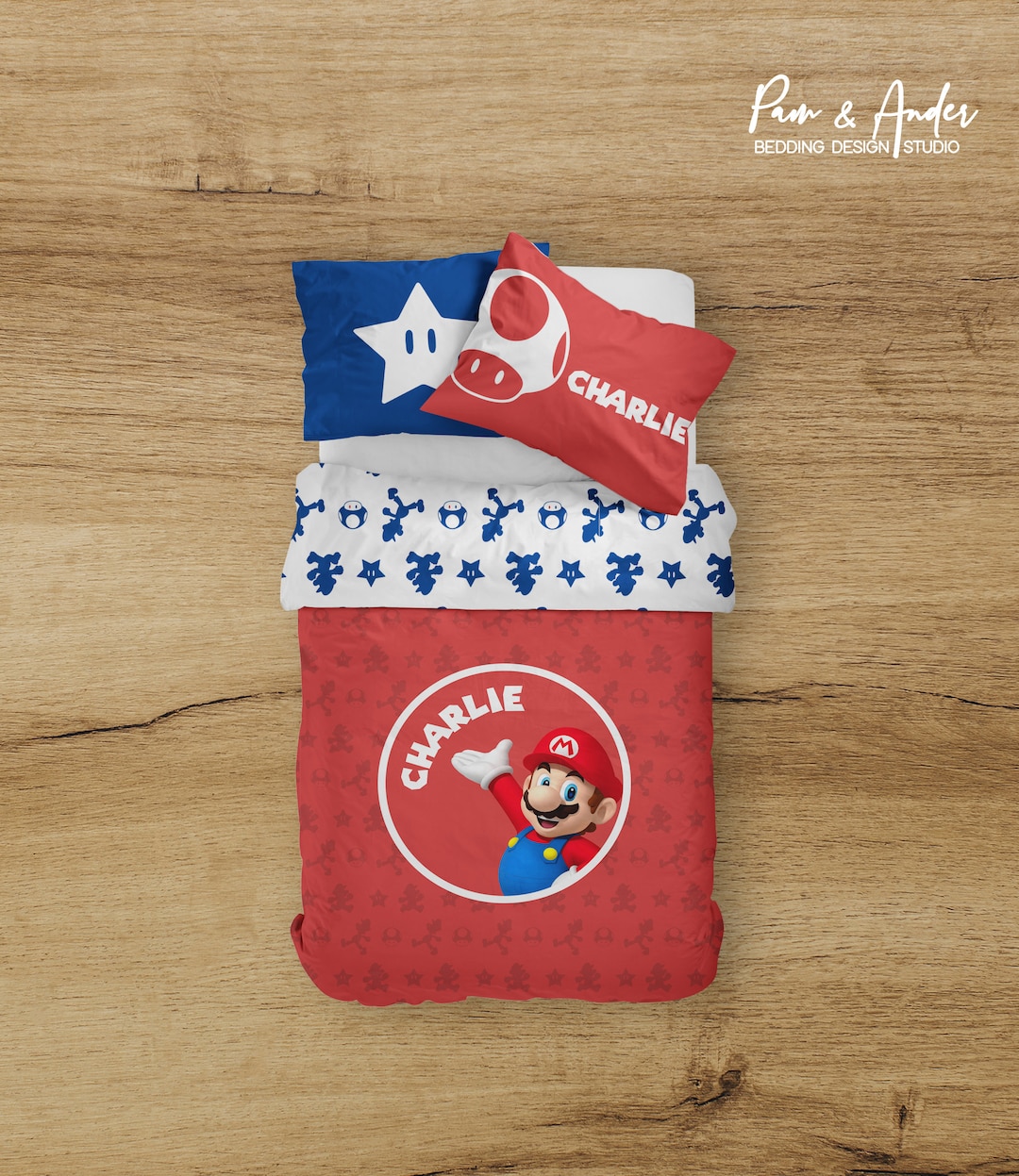 Mario Bedding Set, Boy Bedding Set, Videogame Nursery Bedding, Mushroom ...