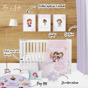 PRINCESS Customized Crib Set, Princess Bedding, Nursery Set, Crib ...