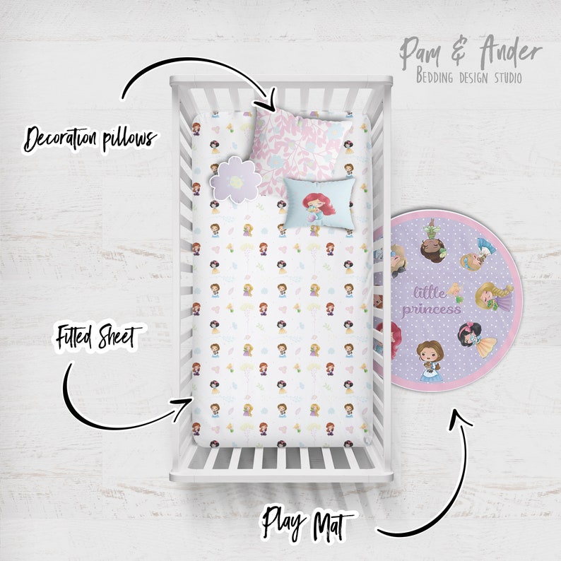 PRINCESS Customized Crib Set Princess Bedding Nursery Set | Etsy