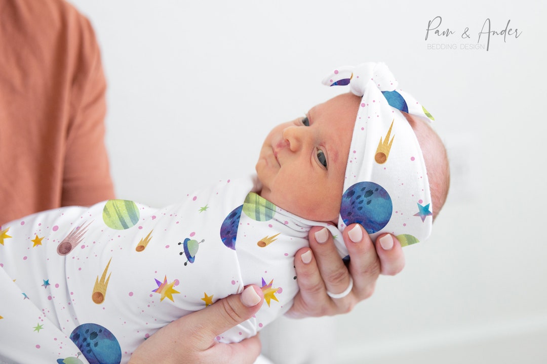 SPACE Baby Girl Swaddle Set, Space Baby Accesories, Personalized Baby ...