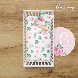 Flamingo Baby Bedding Set, Pink Bedding, Personalized Baby Girl Crib ...