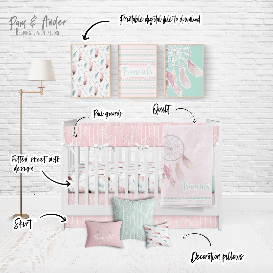 BOHO CRIB BEDDING Set Dreamcatcher Crib Set Boho Baby - Etsy
