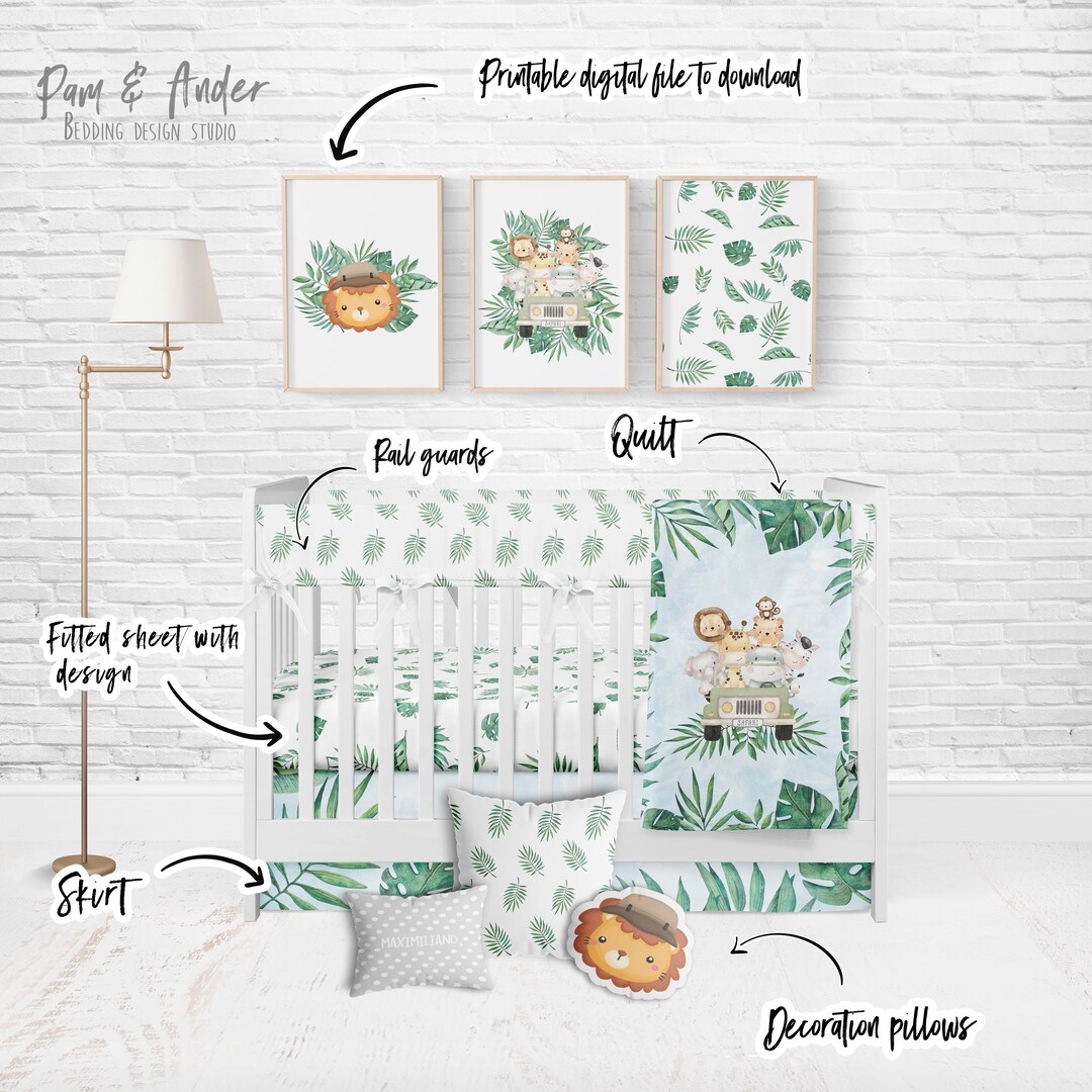 SAFARI CRIB BEDDING Set Safari Nursery Jungle Baby Bedding - Etsy