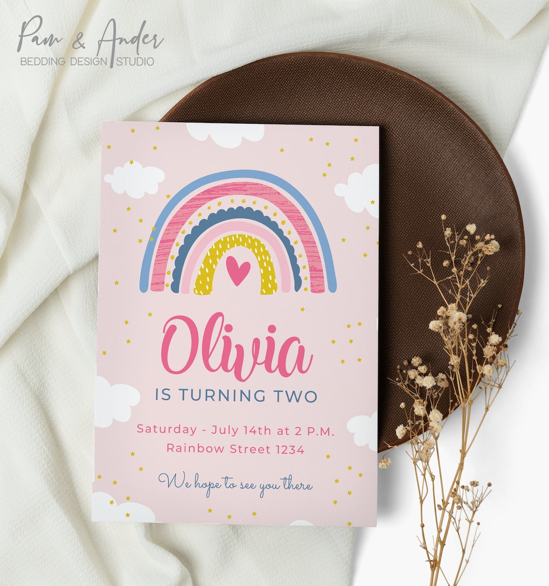 Rainbow Birthday Invitation, Custom Made Invitation, Birthday ...