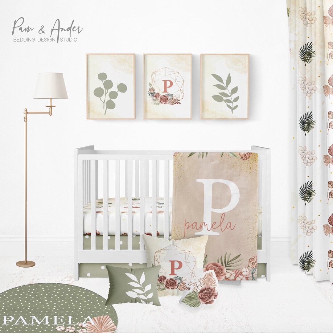 BOHO CRIB BEDDING Set, Floral Crib Bedding, Boho Baby Nursery, Boho ...