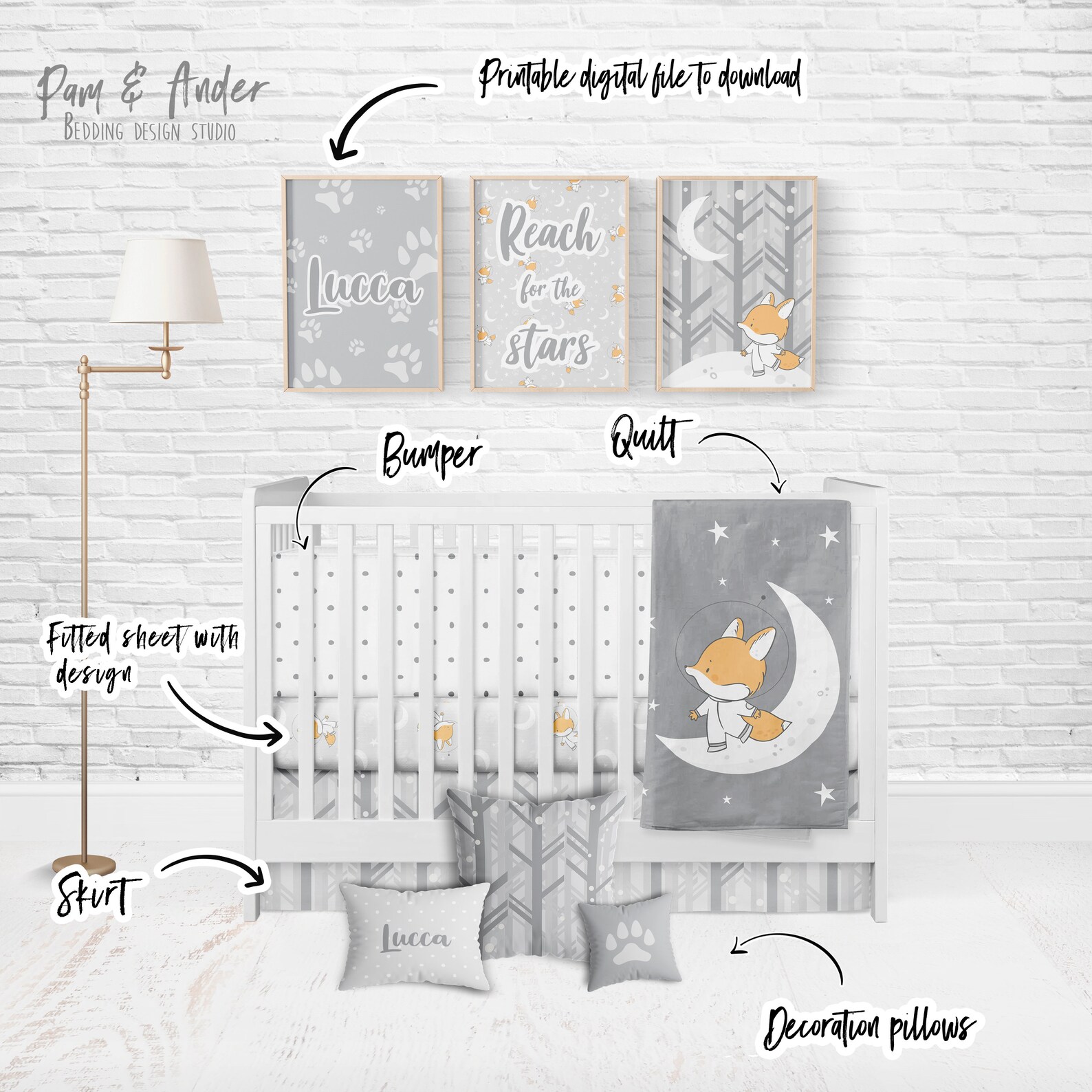 FOX BABY BEDDING fox nursery custom crib bedding | Etsy