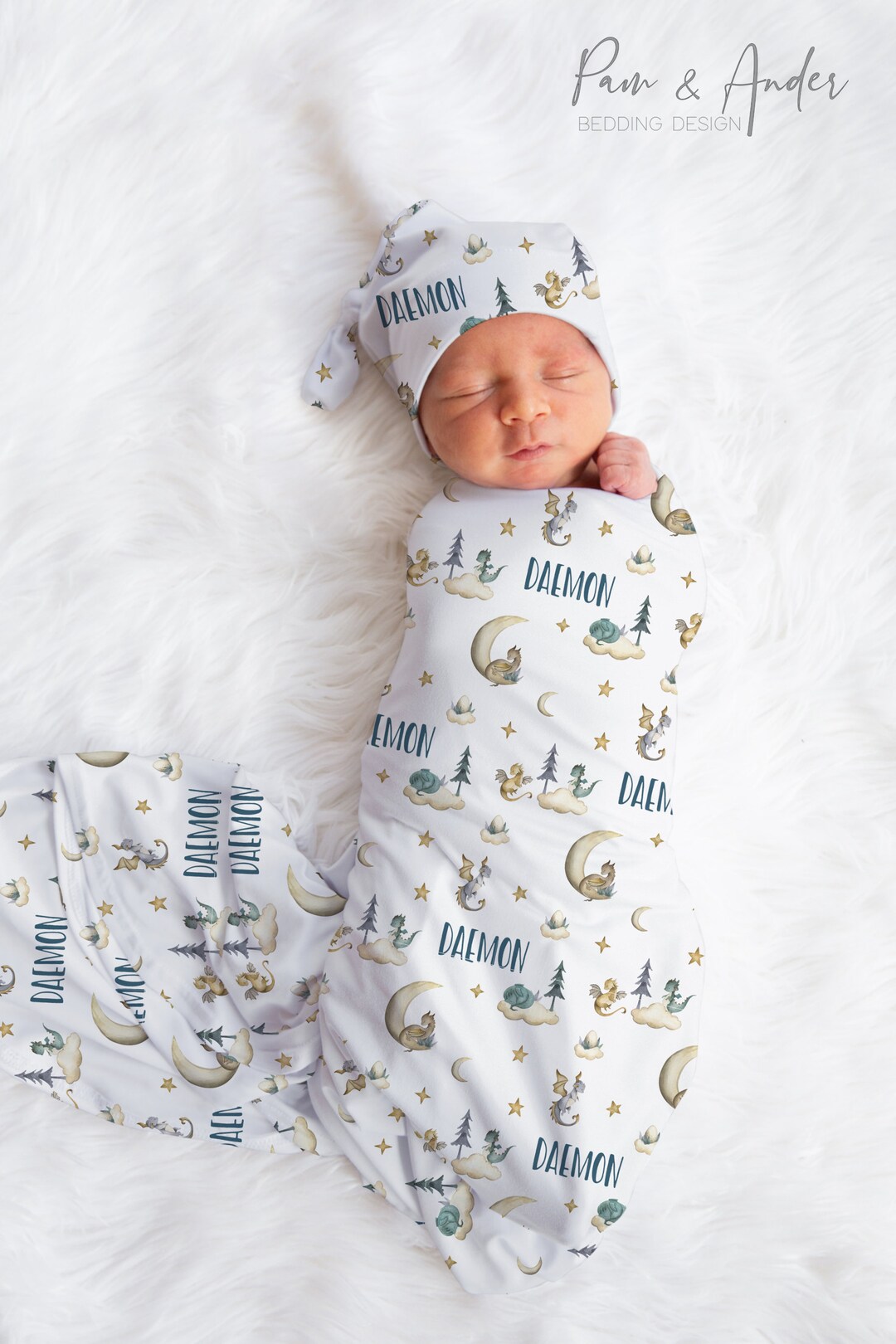 DRAGON Baby Boy Swaddle Set, Fantasy Baby Accesories, Personalized Baby ...