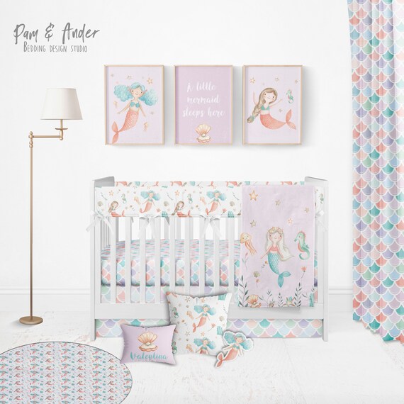 MERMAID Crib Bedding Set Customized Design Bedding Baby - Etsy