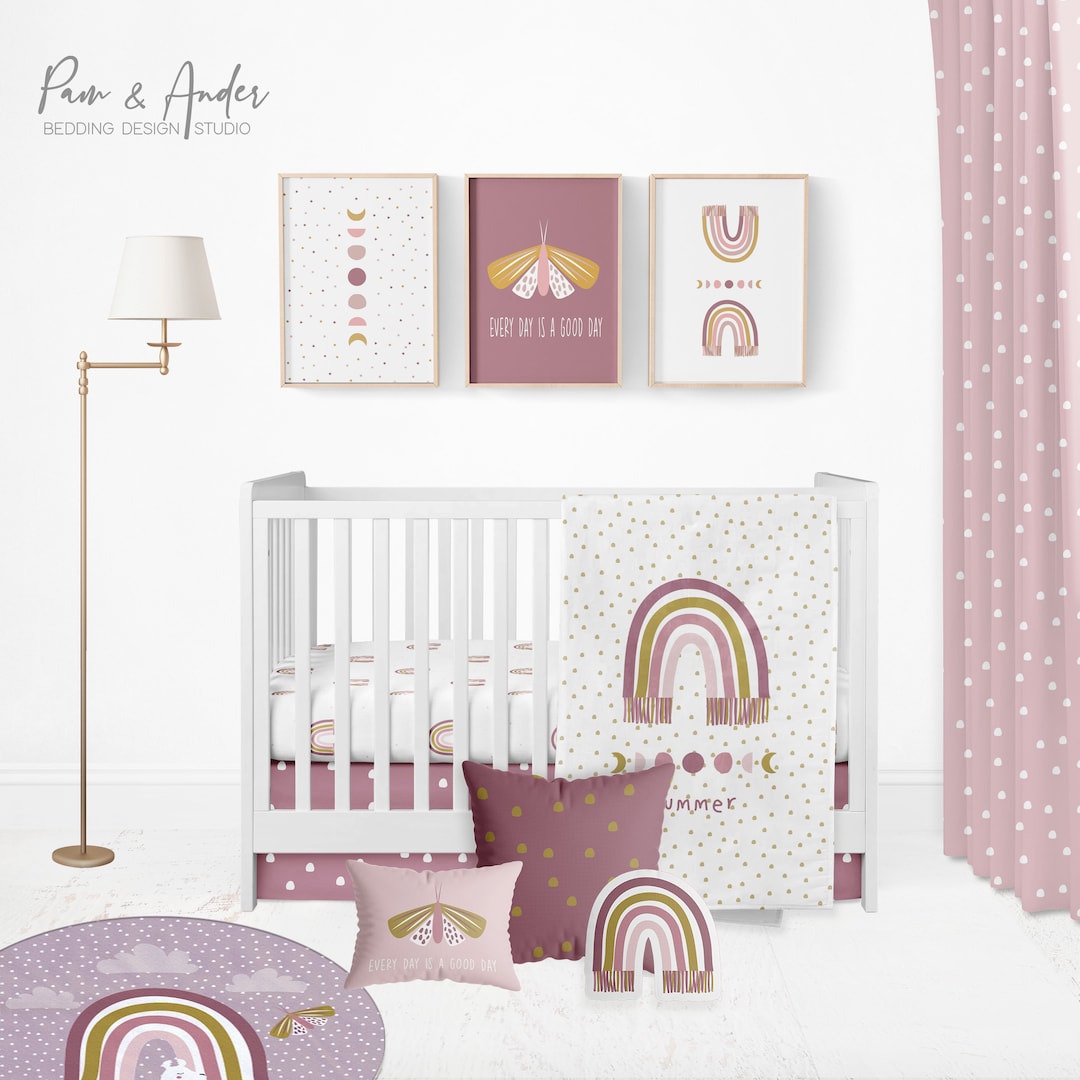 BOHO RAINBOW CRIB Baby Bedding, Personlized Baby Girl Nursery, Crib ...