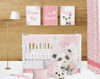 Baby Girl Panda Bedding Set - Etsy