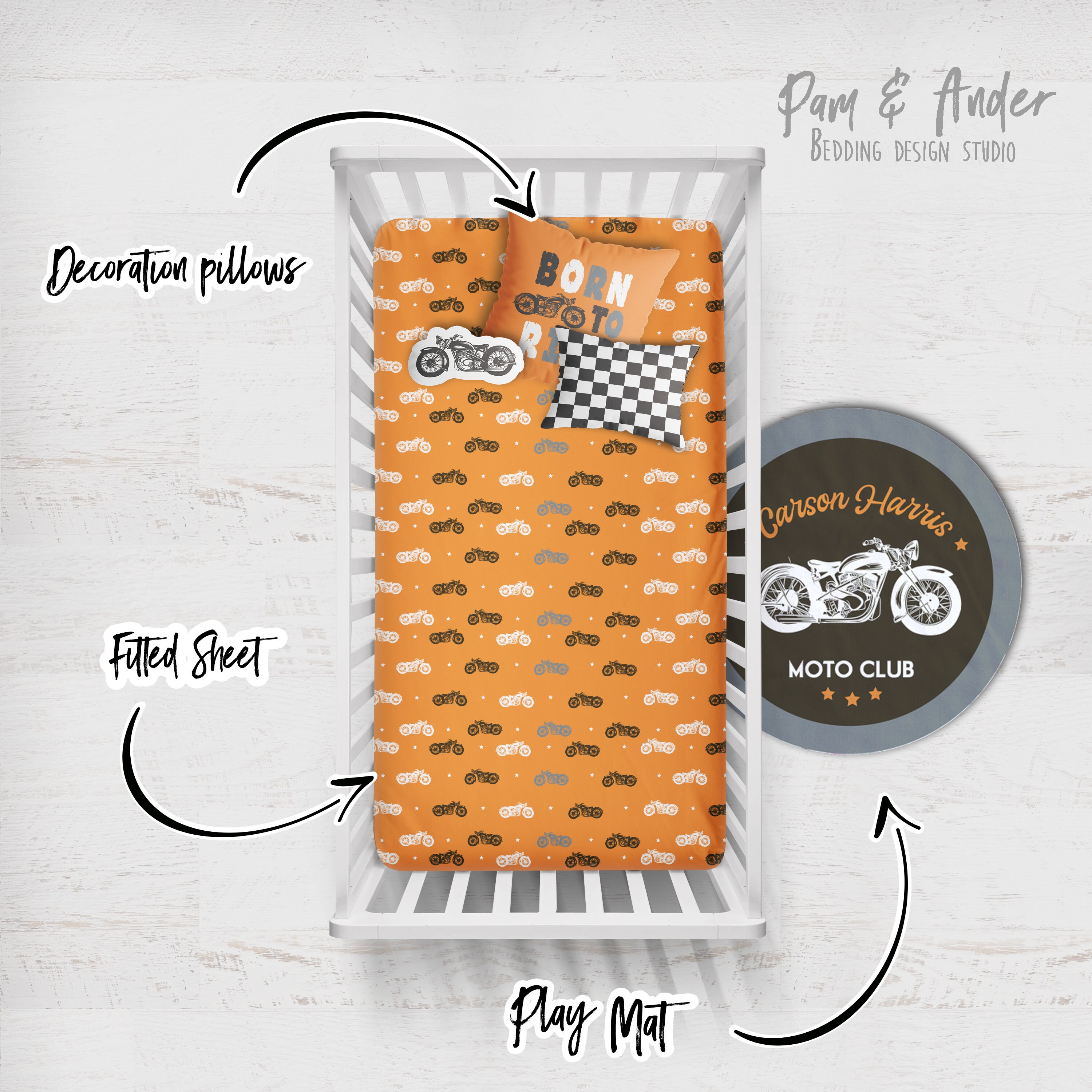 MOTORCYCLE CRIB BEDDING Boy Nursery Boy Baby Bedding - Etsy