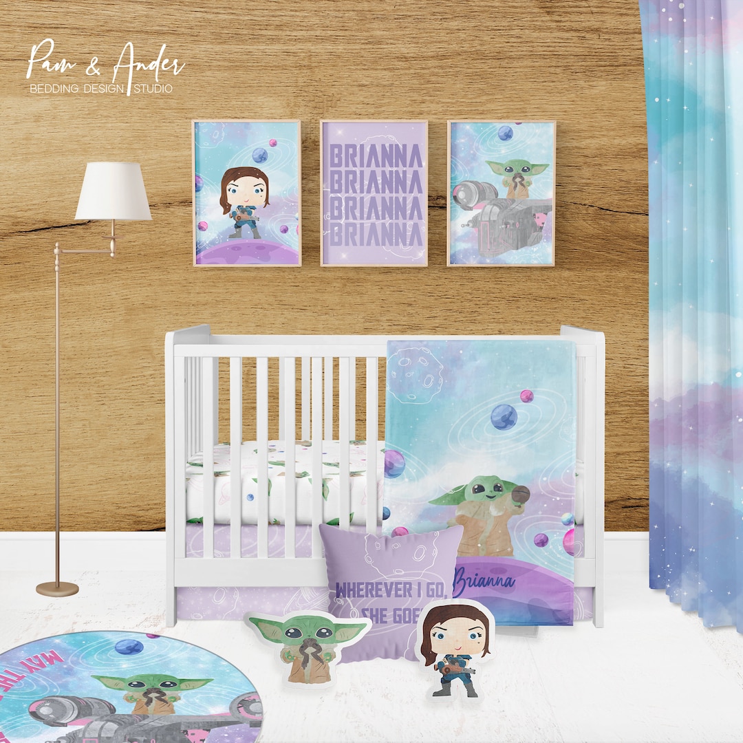 BABY YODA NURSERY for Girl, Customized Crib Set, Crib Bedding,crib ...