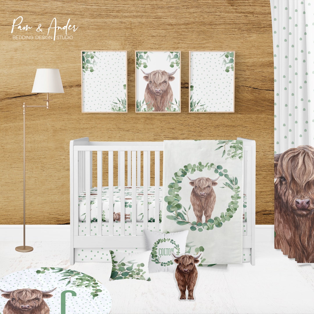Baby Boy Baby Bedding Set, Highland Cow Crib Bedding, Farmhouse Nursery ...