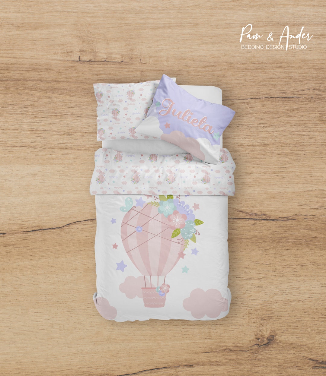 HOT AIR BALLOON Bedding Set, Hot Air Balloon Nursery, Baby Girl Bed Set ...