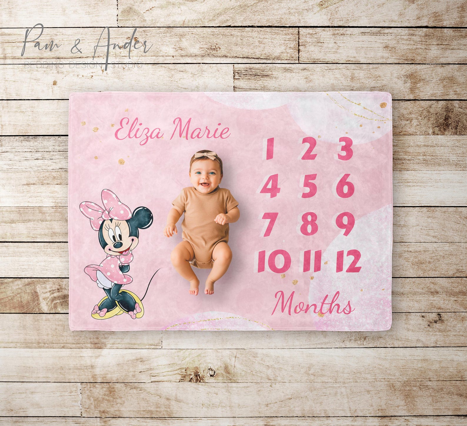 Minnie Mouse Milestone Blanket, Baby Girl Milestone Blanket, Baby ...