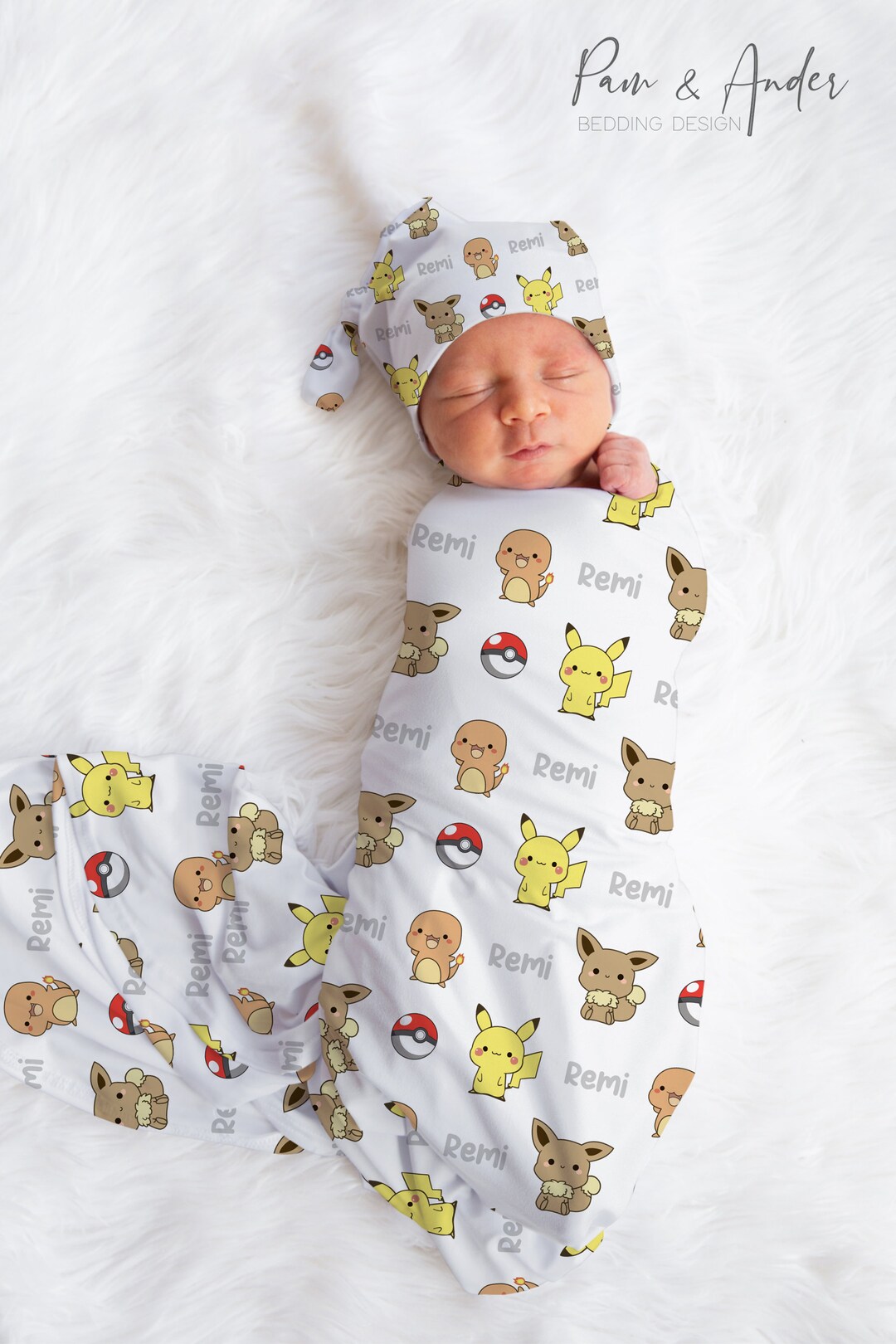 Poke Animals Swaddle Set, Baby Boy Swaddle, Poke Animals Nursery Set ...