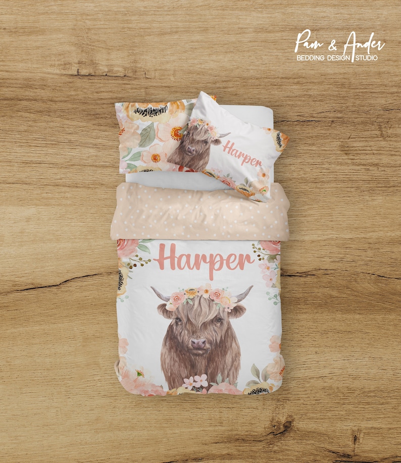 Baby Girl Bedding Set, Highland Cow Bedding, Farmhouse Bedding Set ...