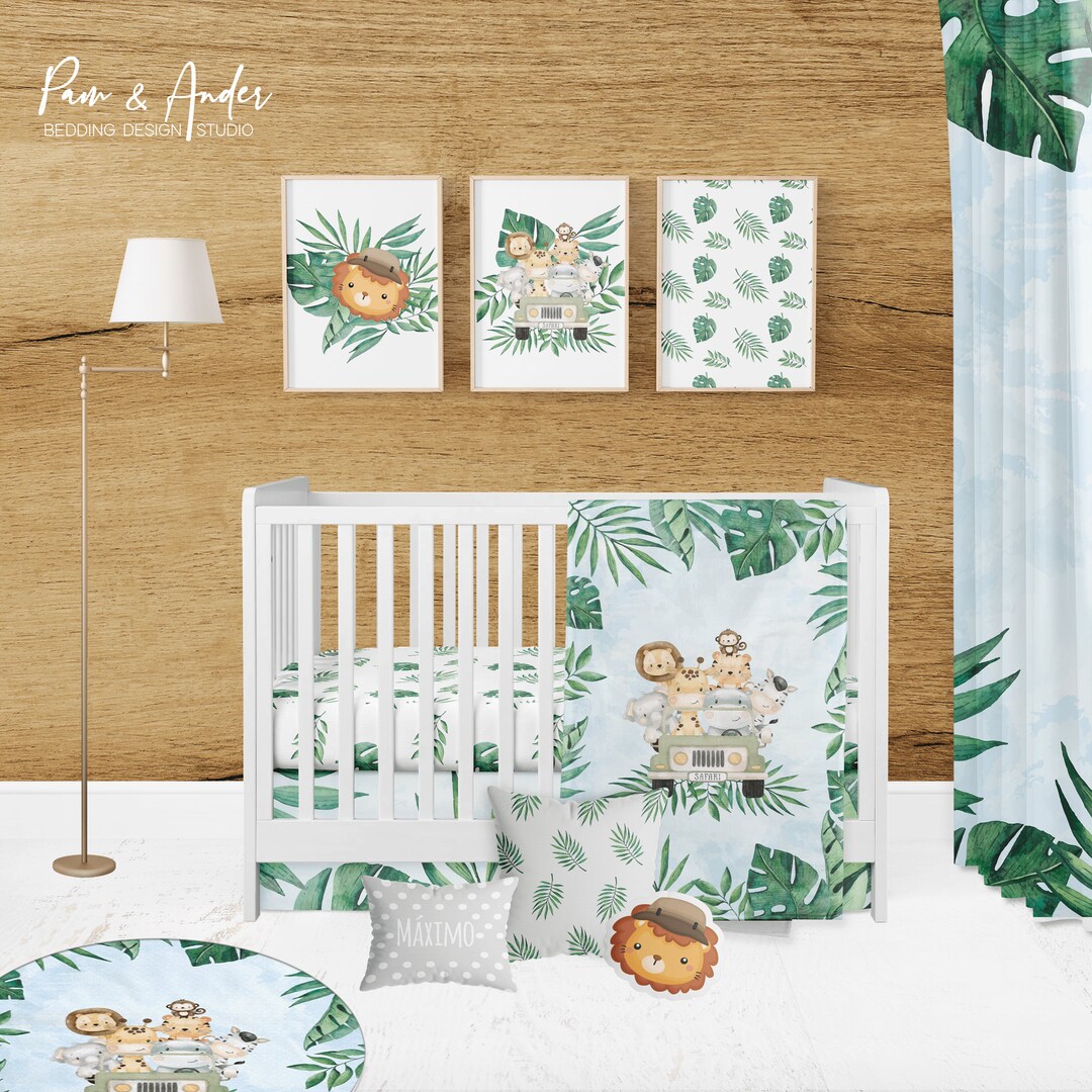 SAFARI CRIB BEDDING Set, Safari Nursery Jungle Baby Bedding, Baby Boy ...