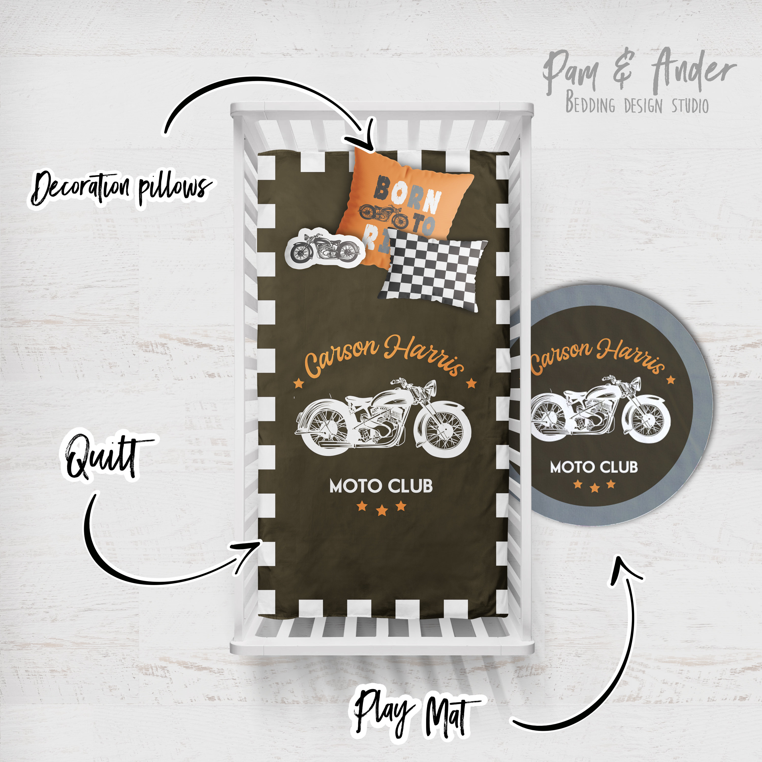 MOTORCYCLE CRIB BEDDING Boy Nursery Boy Baby Bedding - Etsy