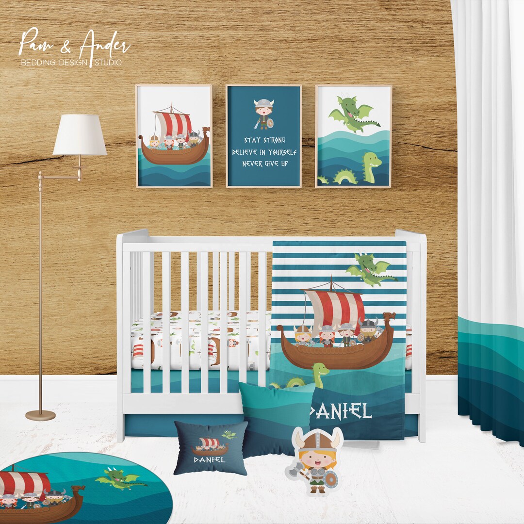 VIKING BABY BEDDING, Baby Boy Nursery Set, Personalized Crib Sheet ...