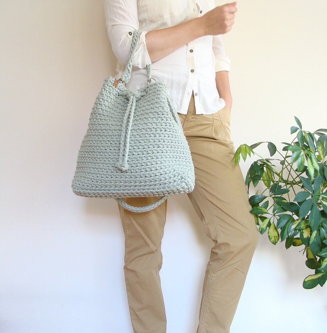 Crochet Drawstring Bucket Bag Pattern, Crossbody Sack (PDF Pattern) - Etsy