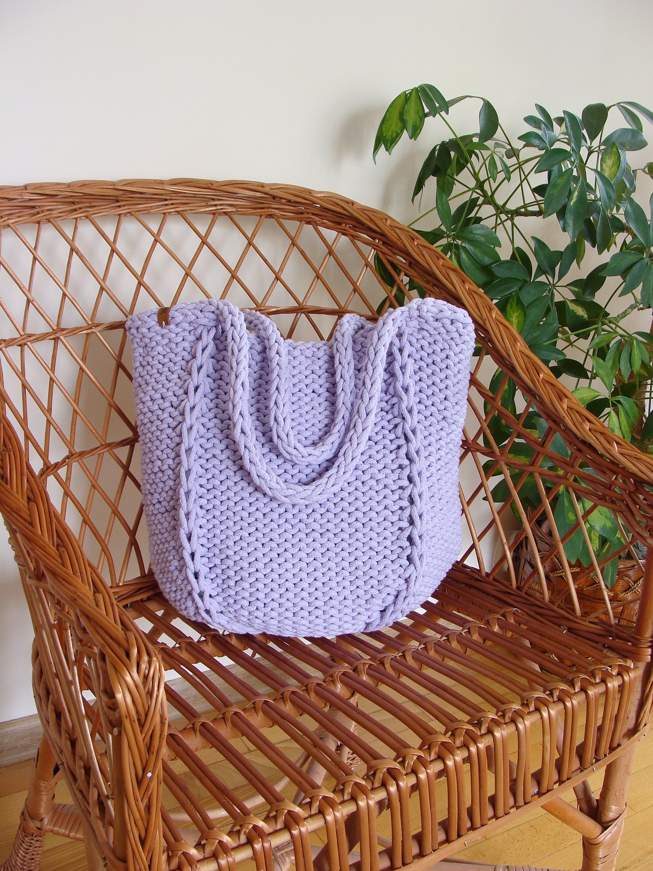 Knitting pattern large knit tote bag pattern reversible big - Etsy Polska