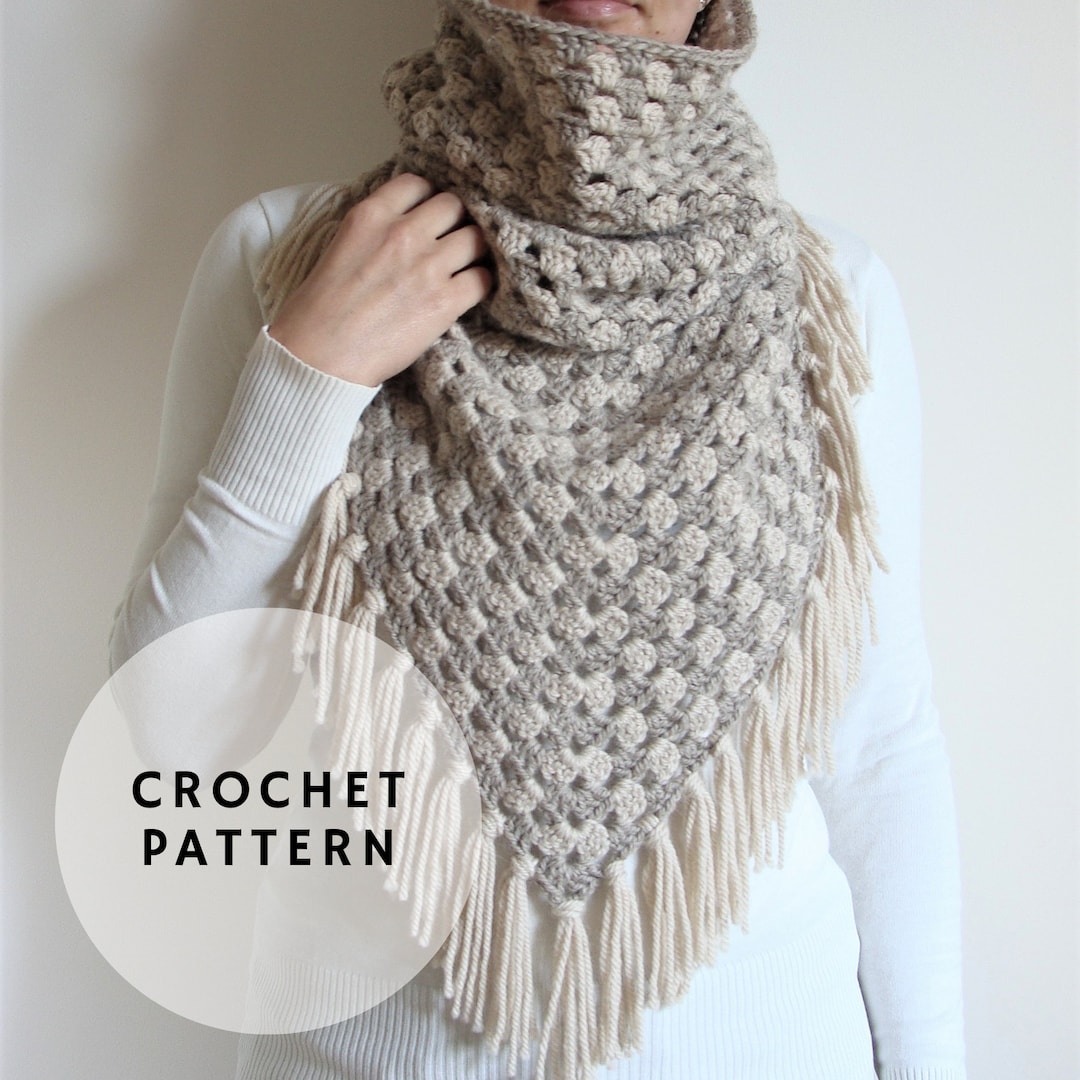 Crochet Cowl Pattern, Triangular Neck Warmer, Cowl Hood Crochet Pattern ...