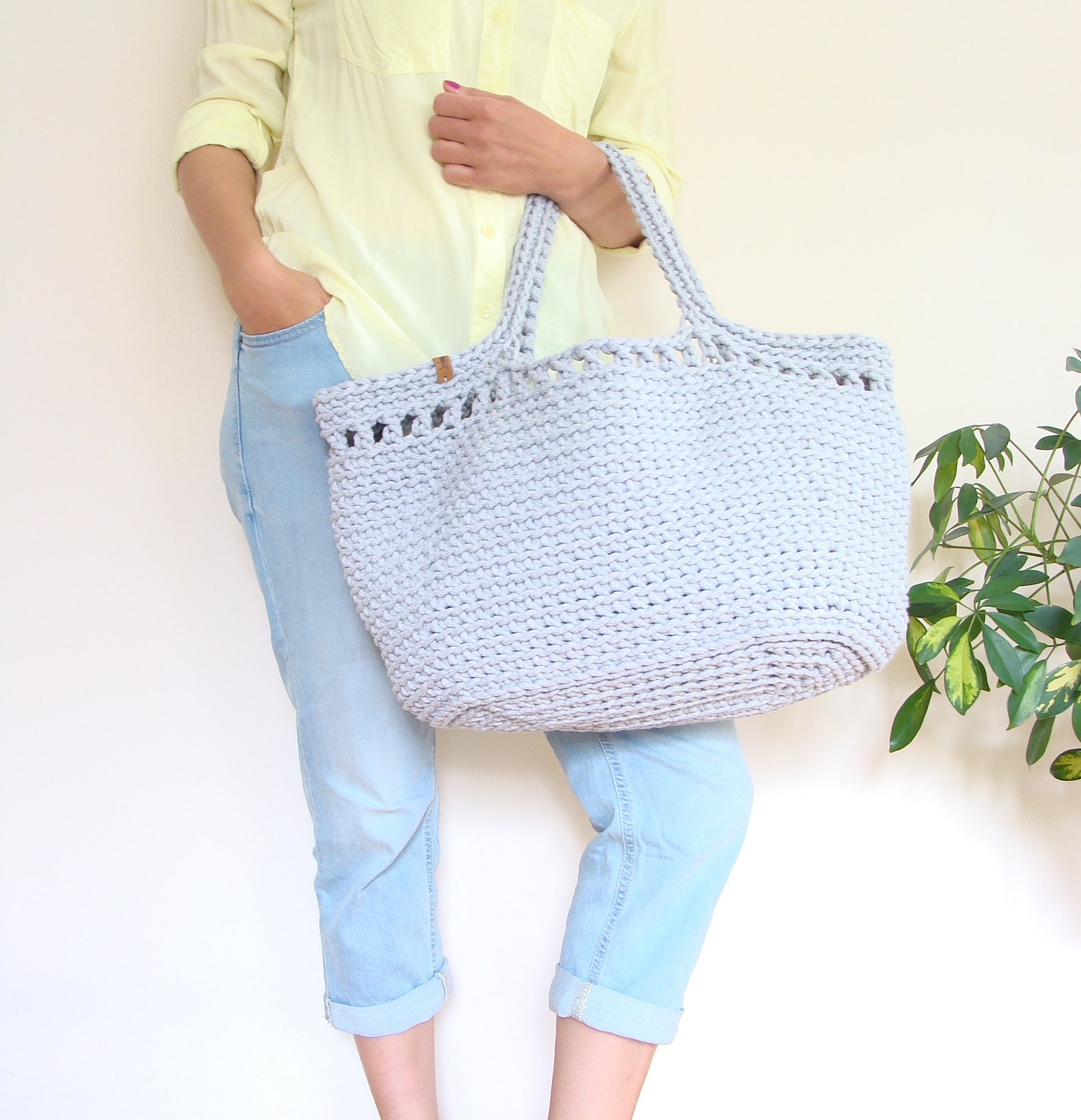 Large Crochet Bag Pattern, Tote Bag Pattern, Basket Bag Pattern, Beach ...