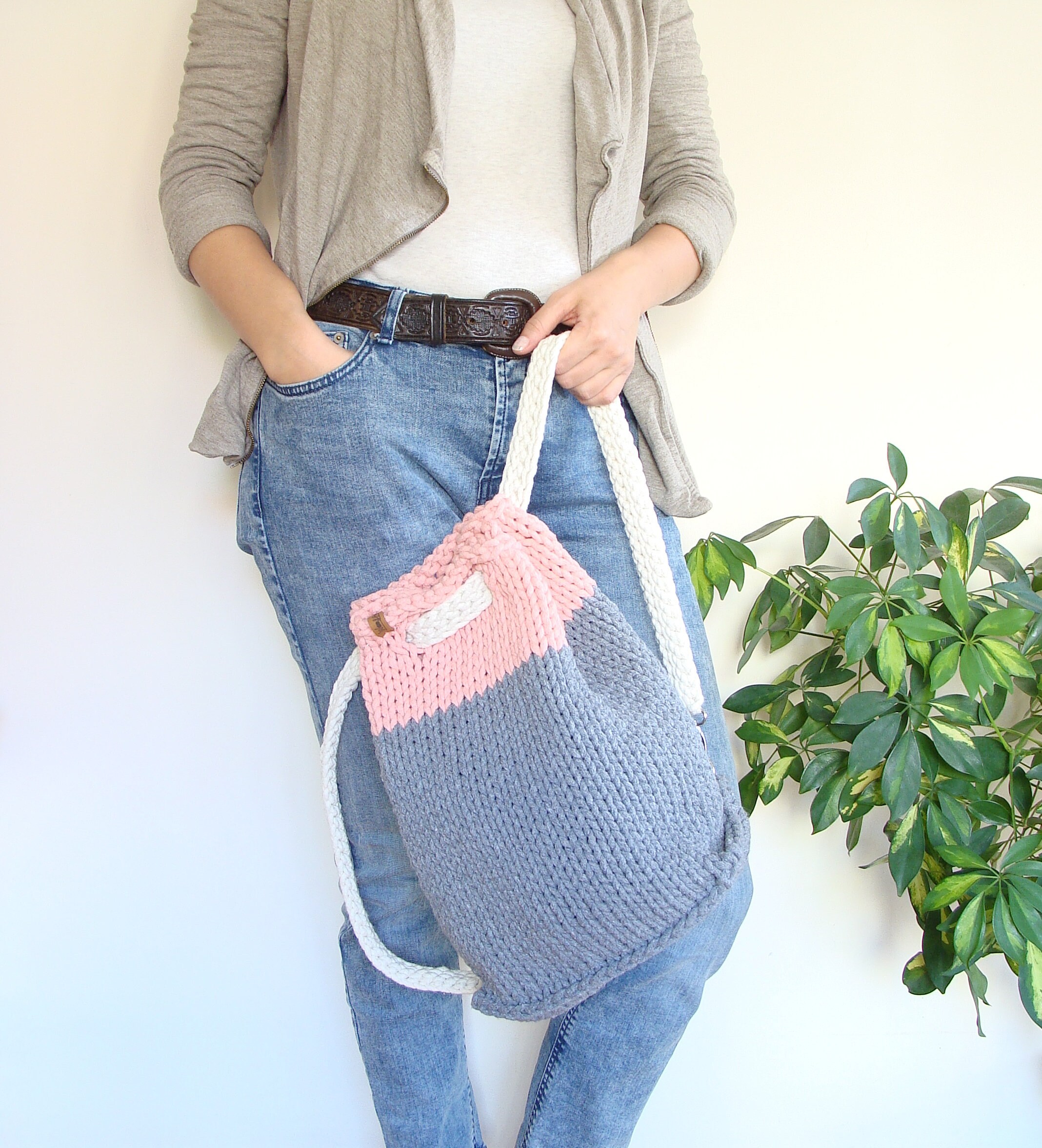 Bucket Backpack Knitting Pattern, Unisex Knit Backpack Pattern ...